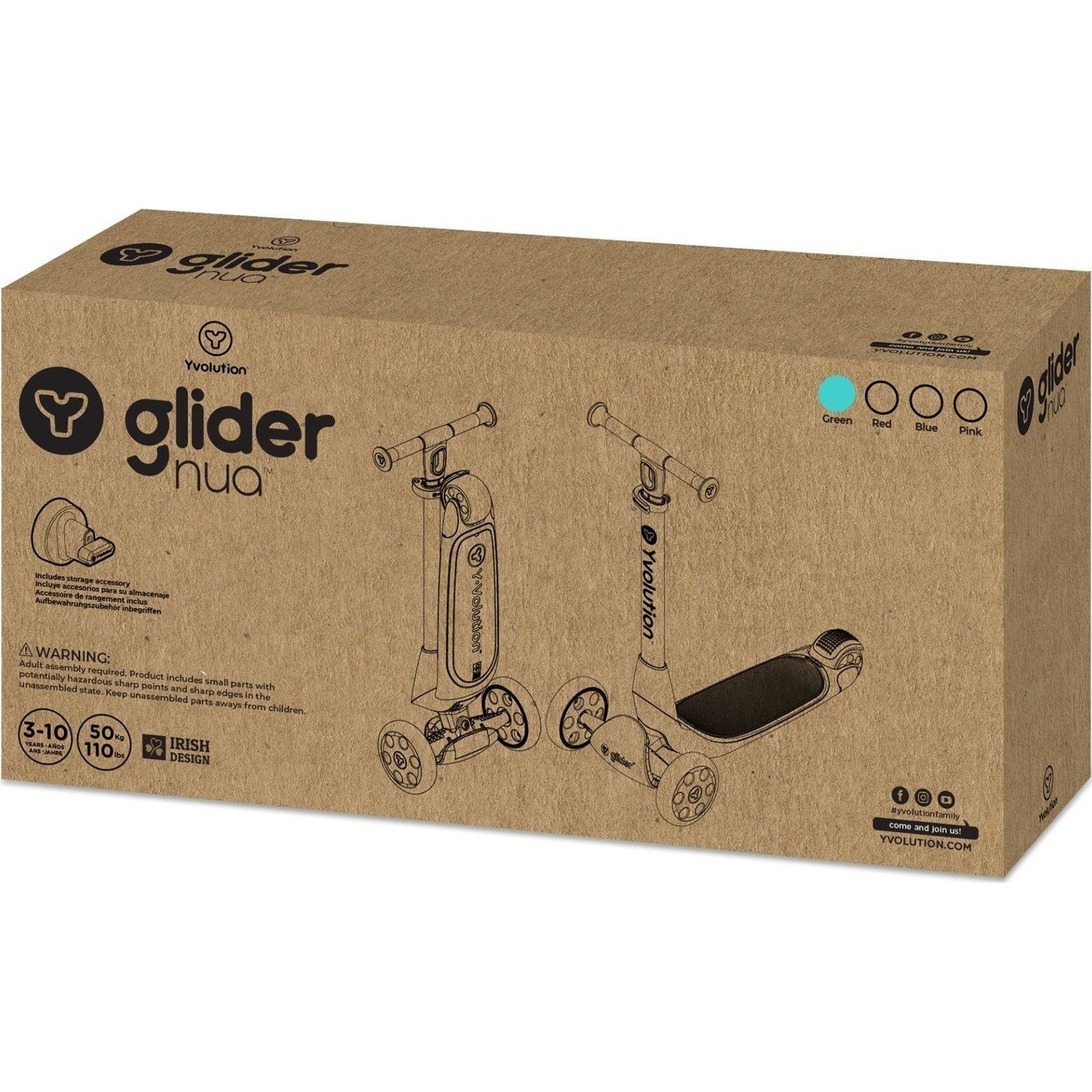 Trotinetă Yvolution Glinder Nua, Verde, 3-10 ani, 50 Kg - eMAG.ro