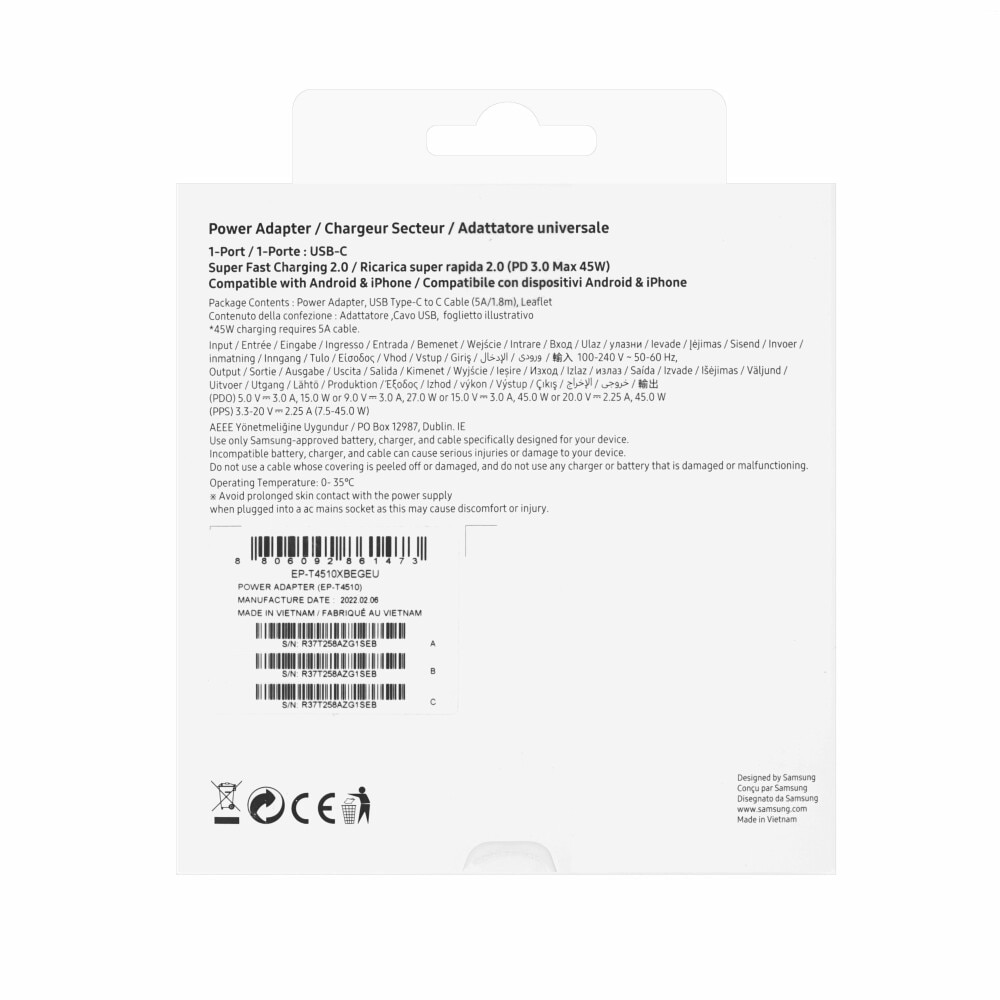 Set incarcator Samsung 45W USB-C, cu cablu L313, Negru - eMAG.ro