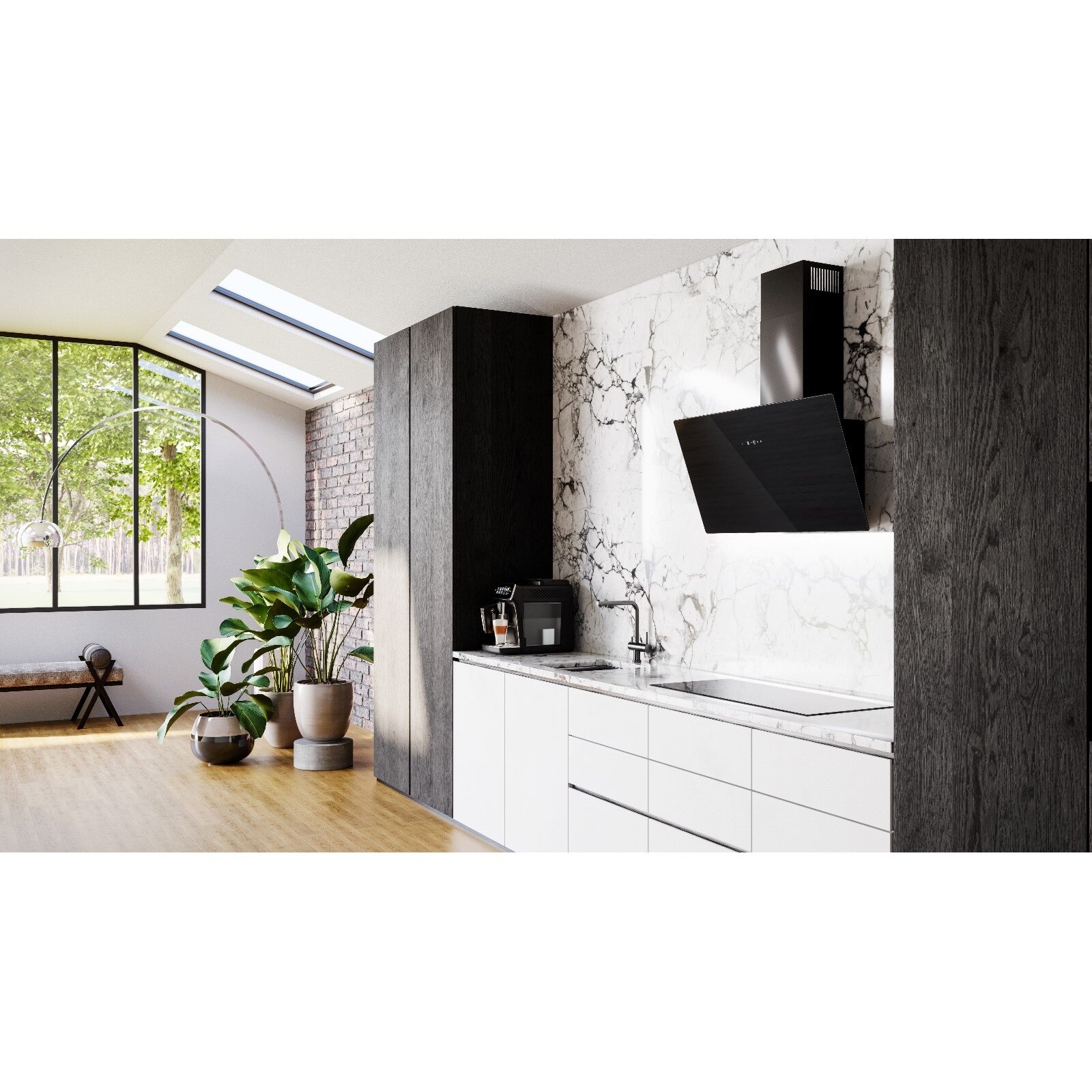 Hota de perete Creo Linea Black 60 cm, putere de absorbtie 760 mc/h ...