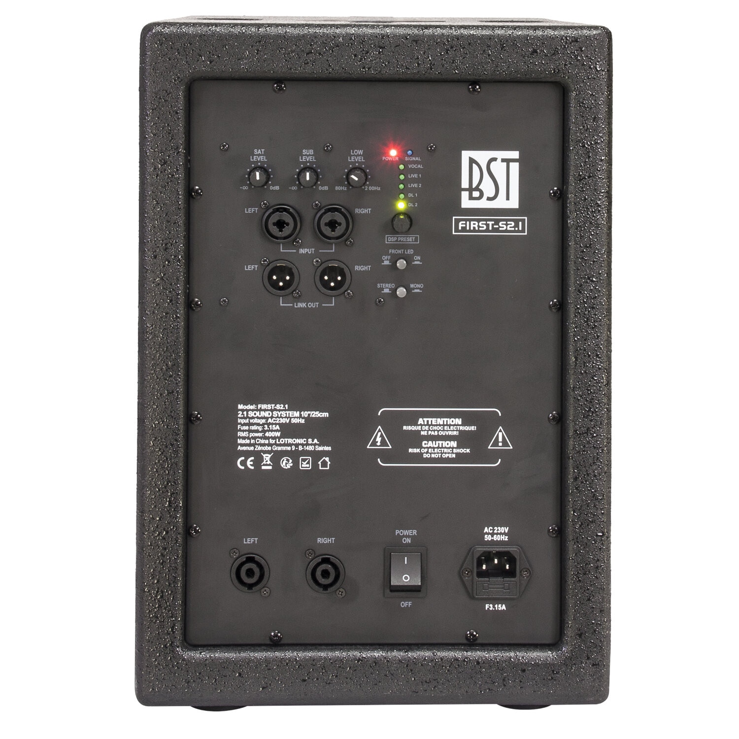 Set boxe profesionale active BST, 560W RMS, subwoofer si 2 sateliti ...