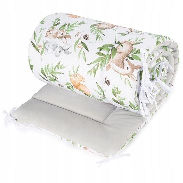 Protectie laterala patut, Bumbac, 175x29x2 cm, Gri - eMAG.ro