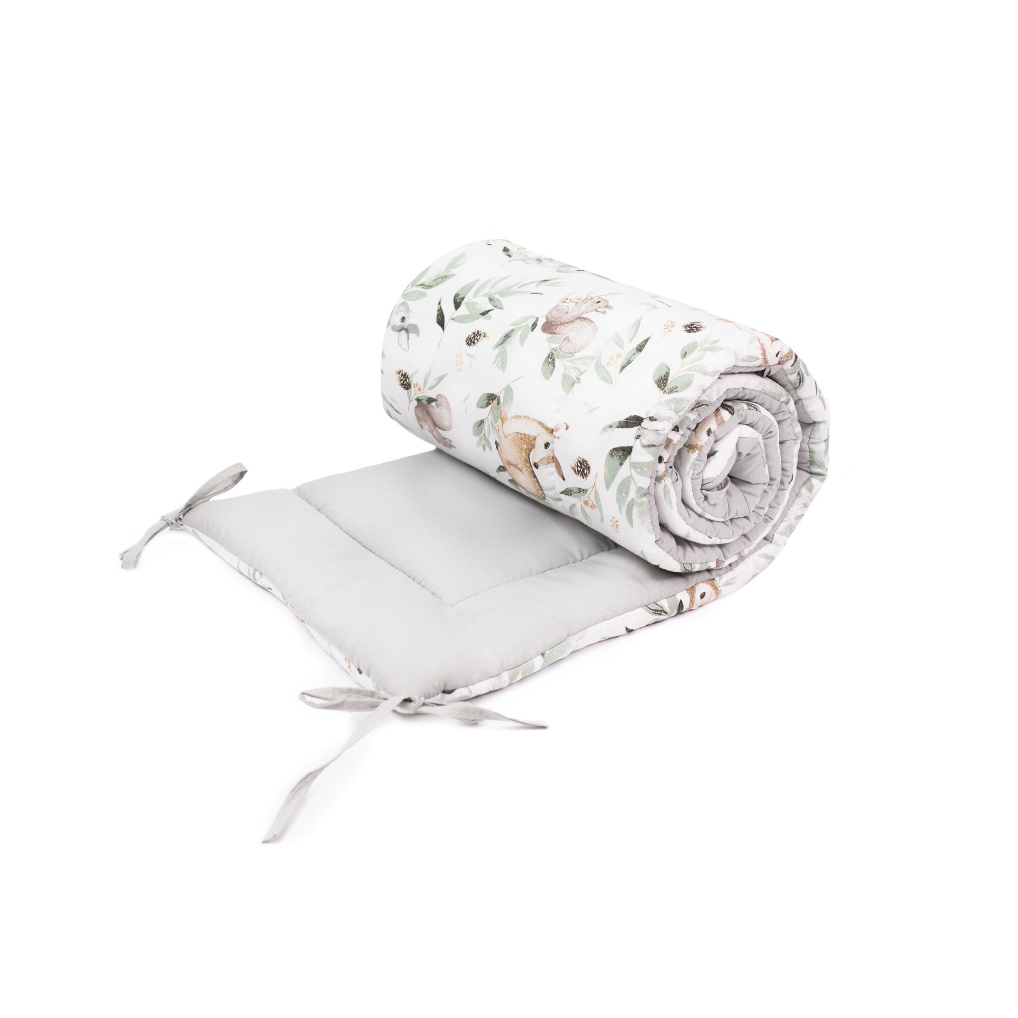 Protectie laterala patut, Bumbac, 175x29x2 cm, Gri - eMAG.ro