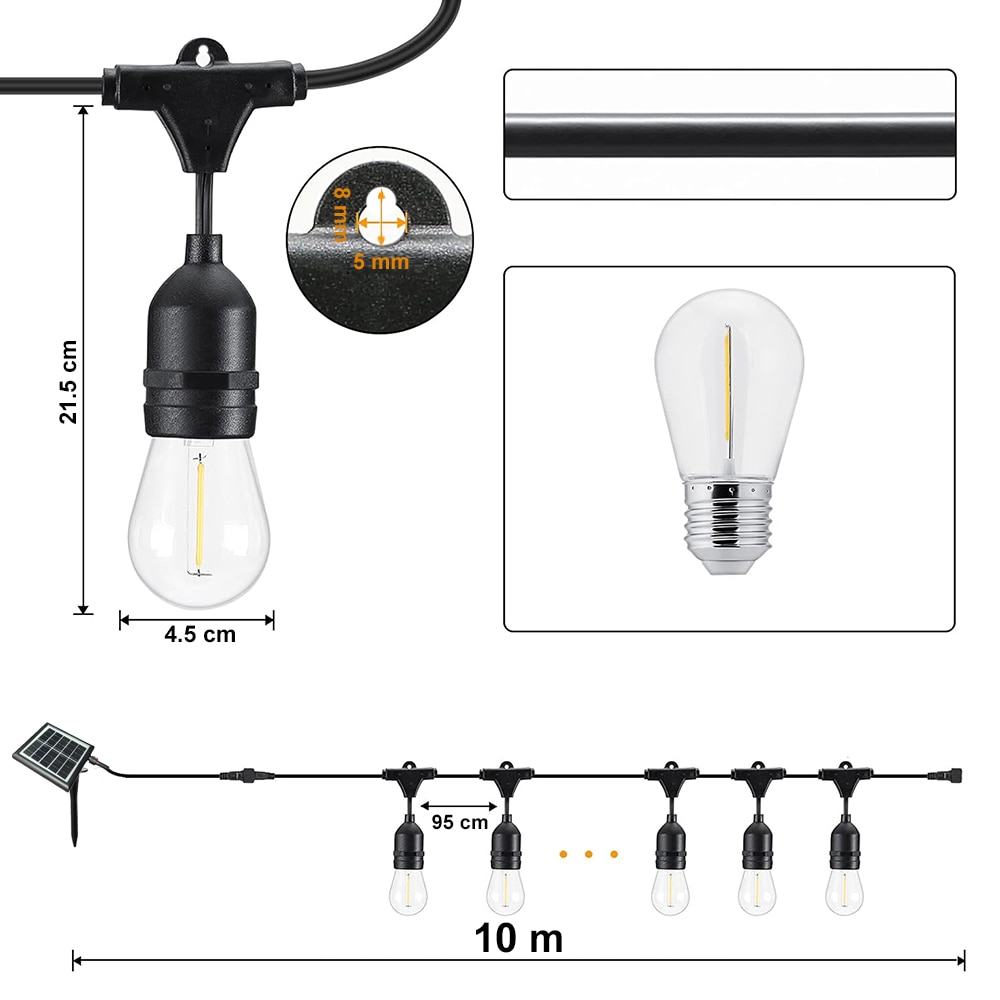 Ghirlanda SIKS Cu 10 Becuri Luminoase De Interior/Exterior/Gradina, Cu ...