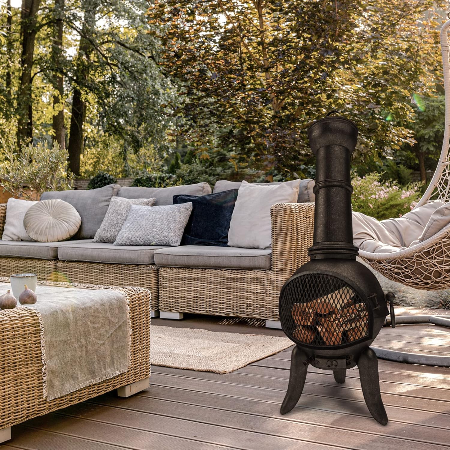 Semineu pentru terasa, gradina, din fonta, design rustic, 32 x 32 x 108 ...