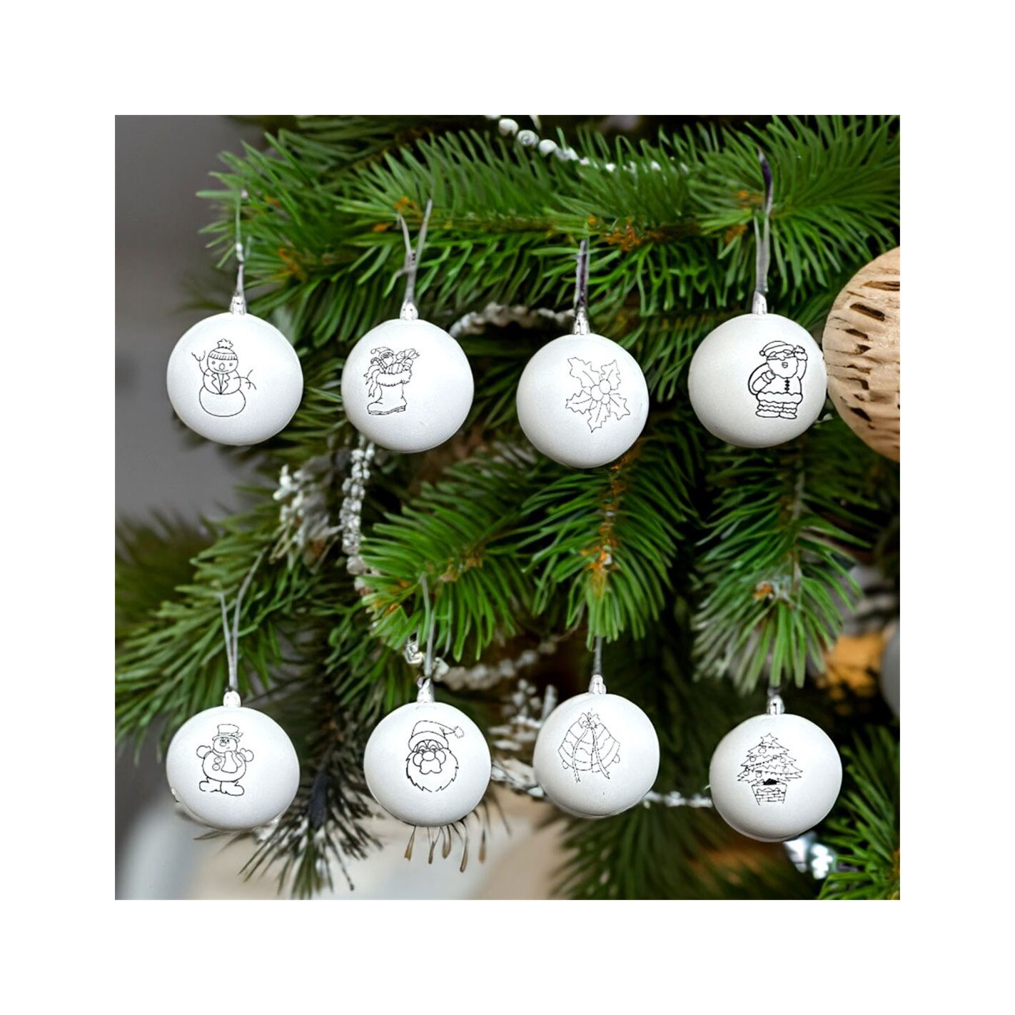 Комплект 8 топки за елха за оцветяване, Createur, пластмаса, 7 см - eMAG.bg