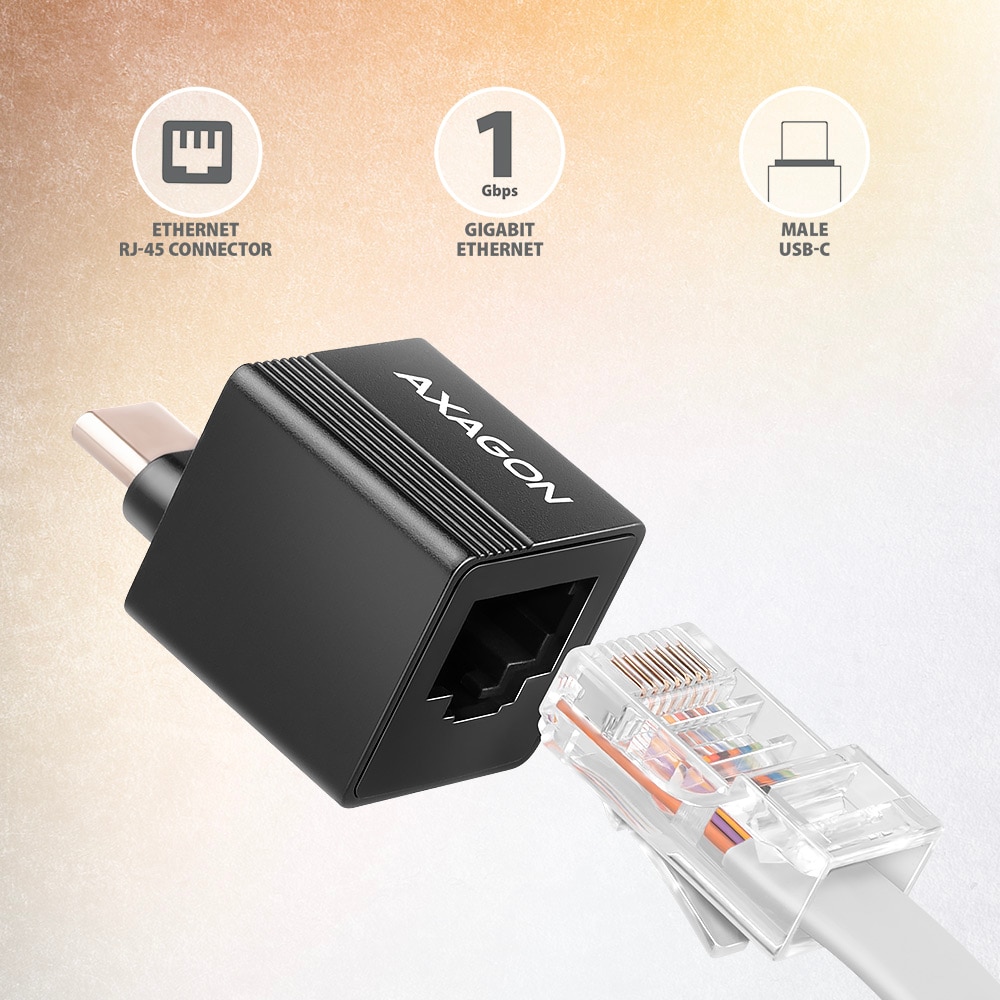 Axagon (ADE-MINIC) Miniatűr alumínium USB-C 3.2 Gen 1 Gigabit Ethernet ...
