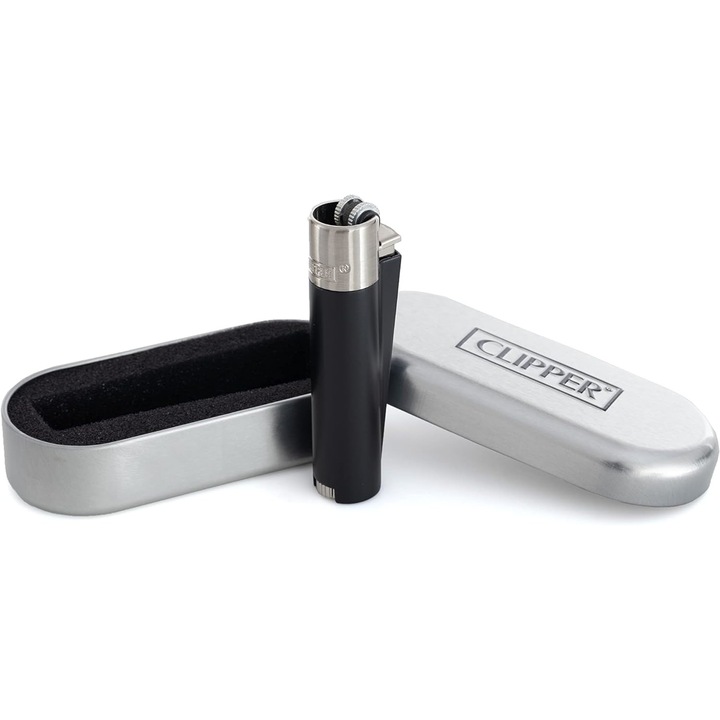 Bricheta Clipper Large Metal Black & Silver + cutie metalica - eMAG.ro