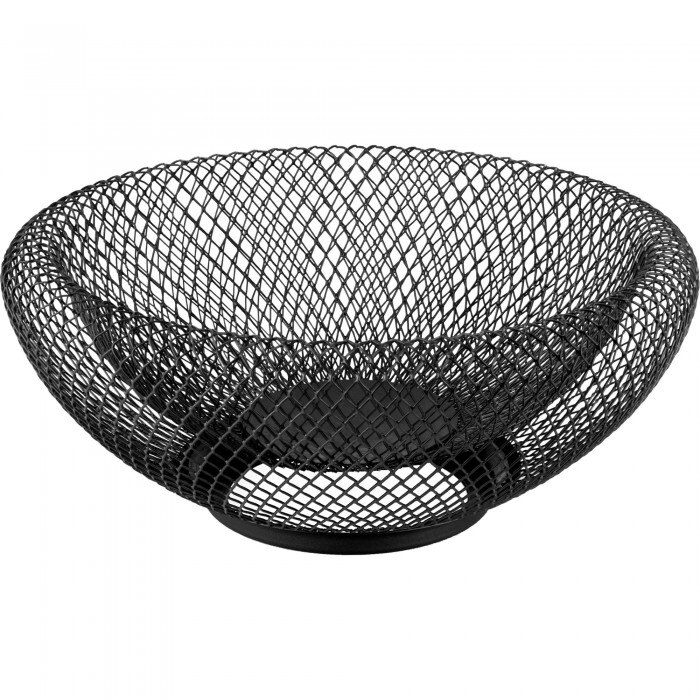 Fructiera rotunda neagra CULINARO WICKED, D25cm, plasa metal, cu pereti ...
