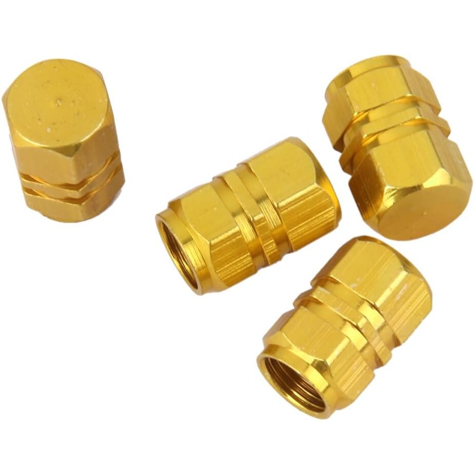 Set 4 capacele pentru ventil auto din aluminiu, auriu - eMAG.ro