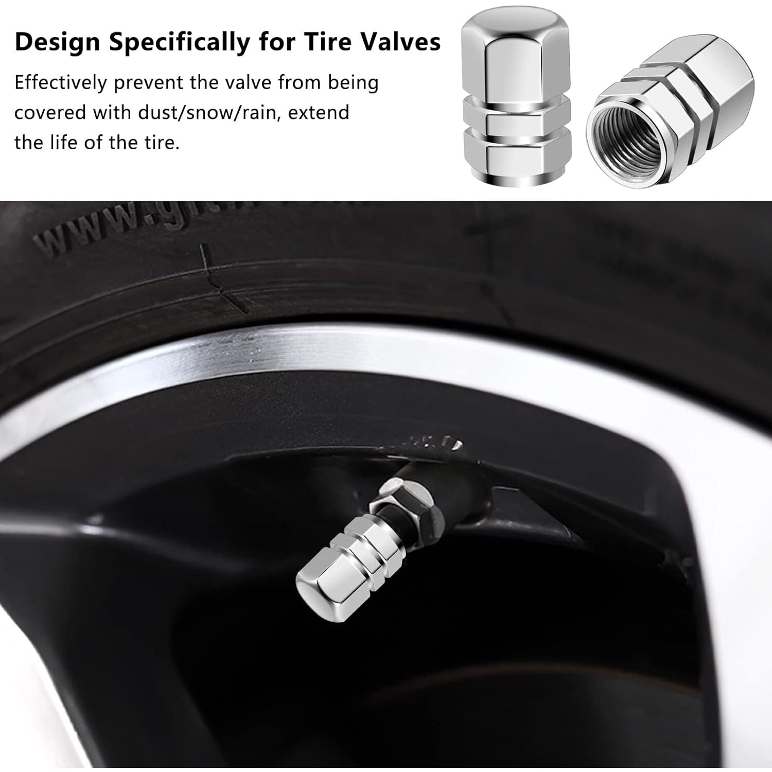 Set 4 capacele pentru ventil auto din aluminiu, argintiu - eMAG.ro