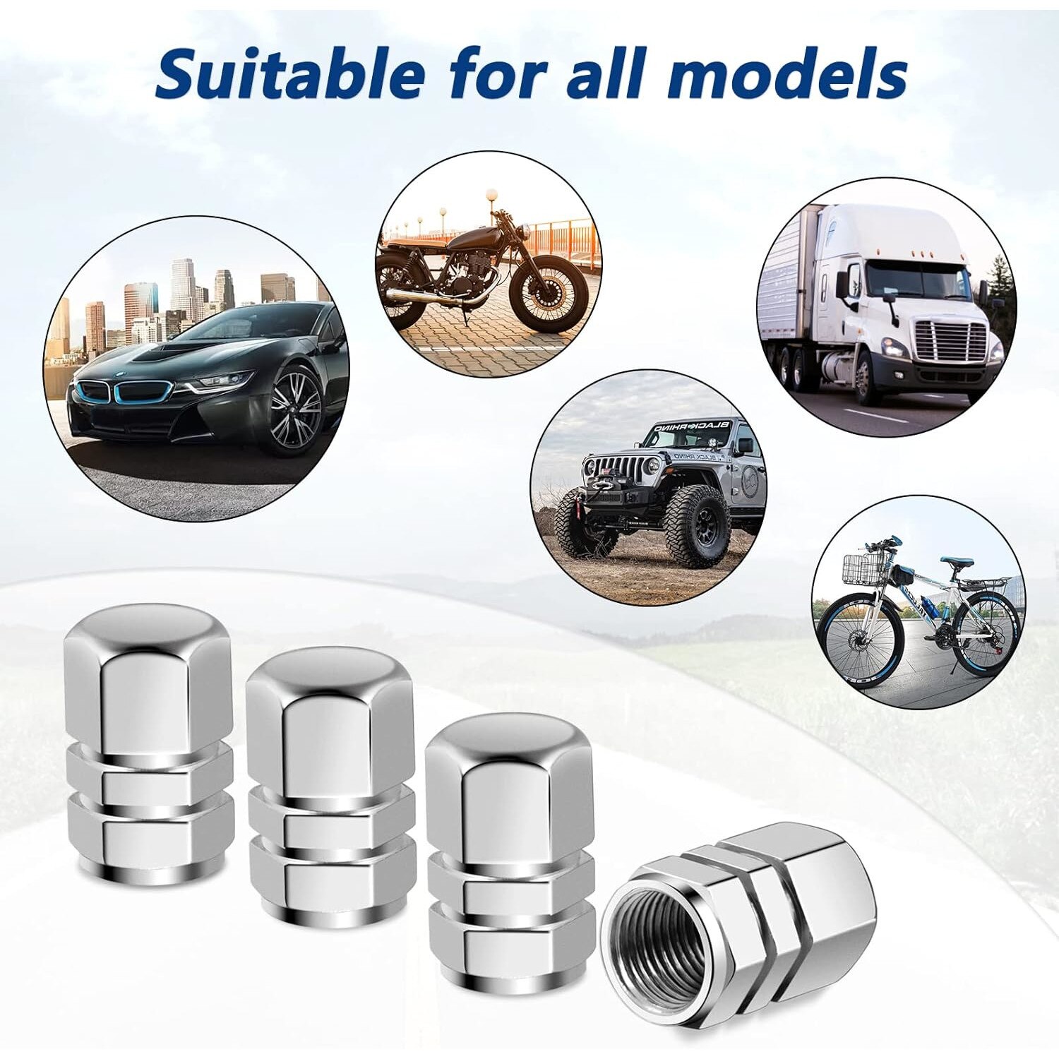 Set 4 capacele pentru ventil auto din aluminiu, argintiu - eMAG.ro