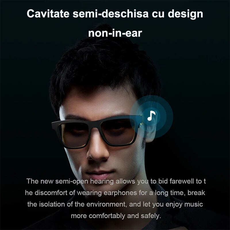 SMART napszemüveg, Bluetooth 5.3, UV400, iOS/Android rendszerrel kompatibilis, fekete - eMAG.hu