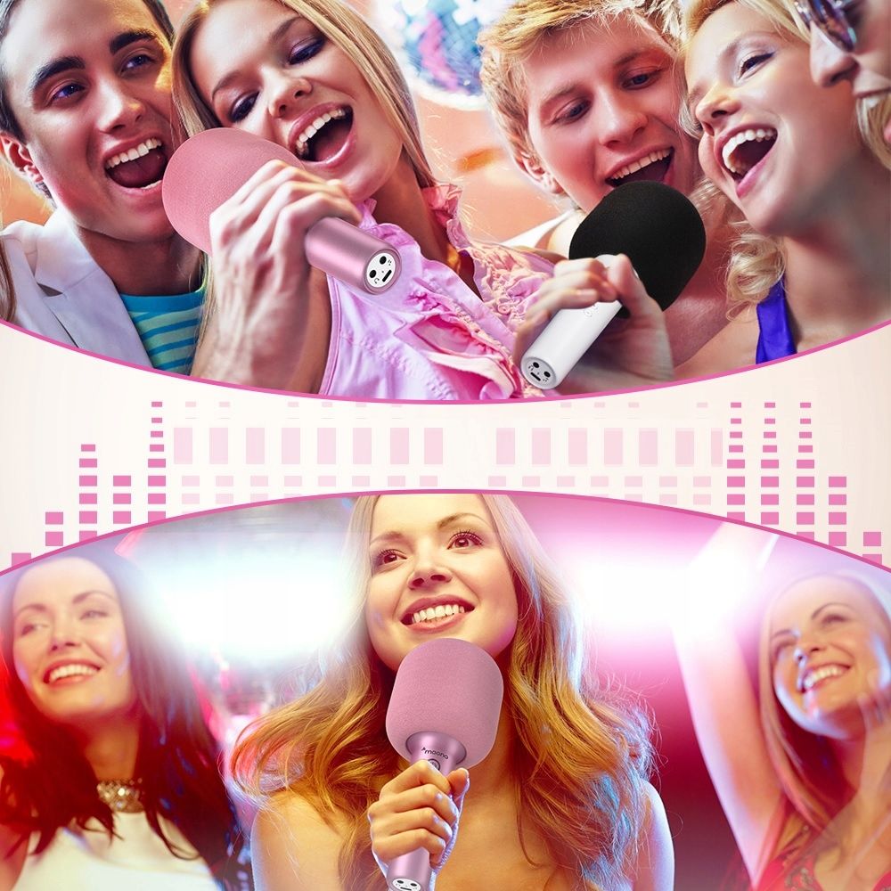 Microfon roz karaoke cu Bluetooth si 8 efecte sonore / MKP100 - eMAG.ro