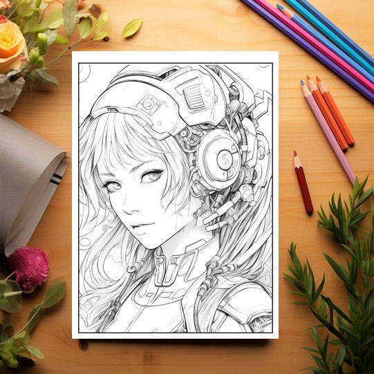 Carte de colorat, 50 de ilustratii, Cyberpunk Girls, 106 pagini - eMAG.ro
