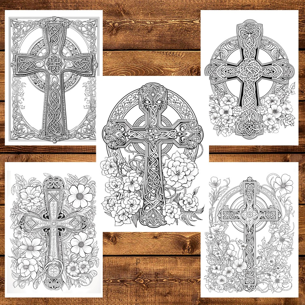 Carte de colorat, 50 de ilustratii, Cruci - Volumul II, 106 pagini ...
