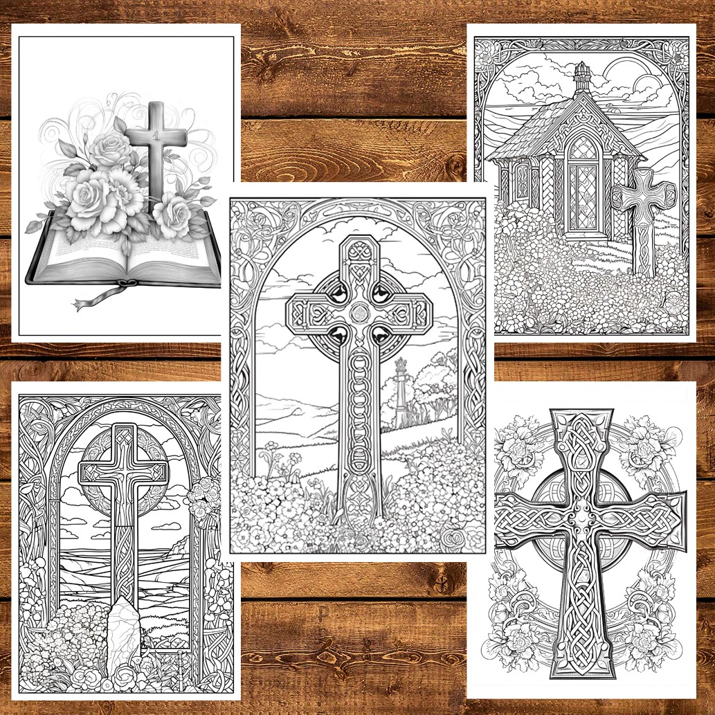 Carte de colorat, 50 de ilustratii, Cruci - Volumul II, 106 pagini ...
