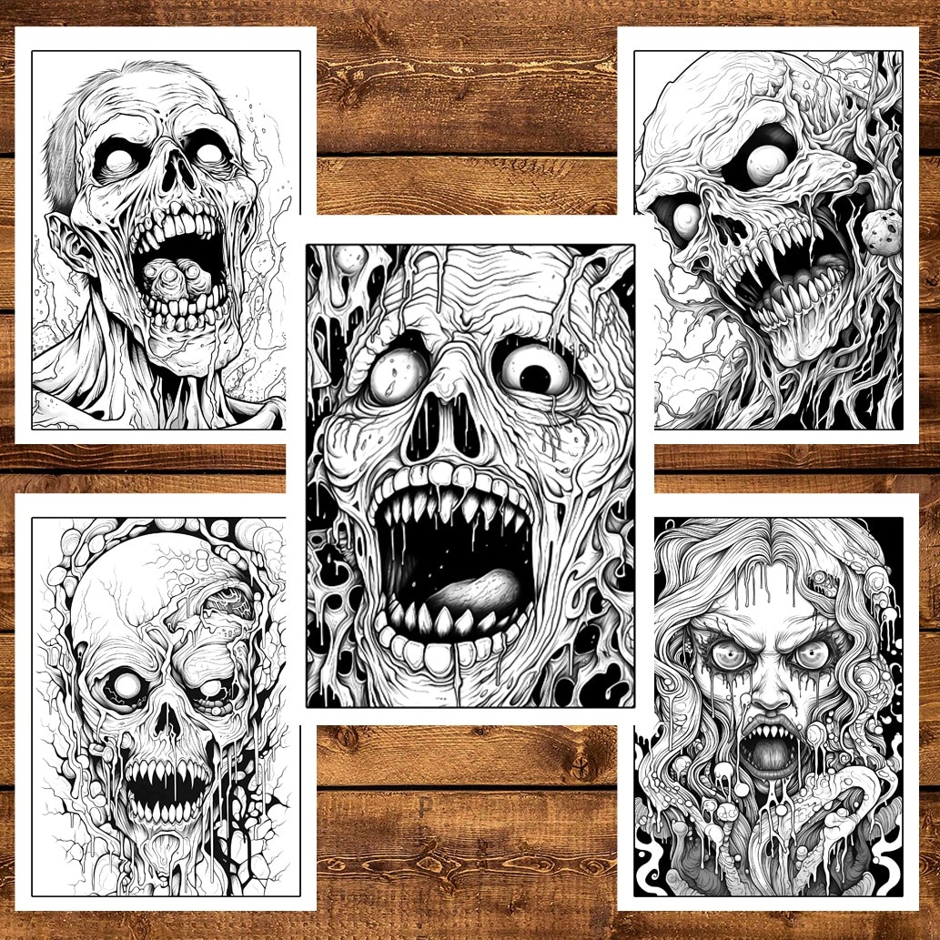 Carte de colorat, 50 de ilustratii, Horror Vibes, 106 pagini - eMAG.ro