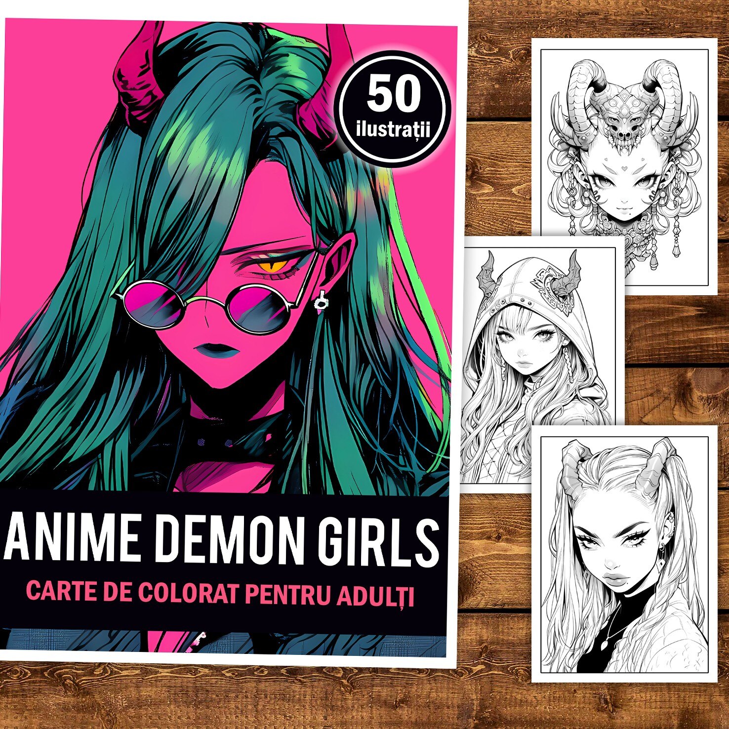 Kifestőkönyv, 50 illusztráció, Anime Demon Girls, 106 oldal - eMAG.hu