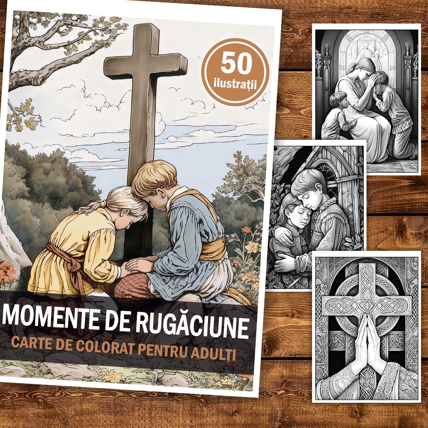Carte de colorat, 50 de ilustratii, Momende de rugaciune, 106 pagini ...