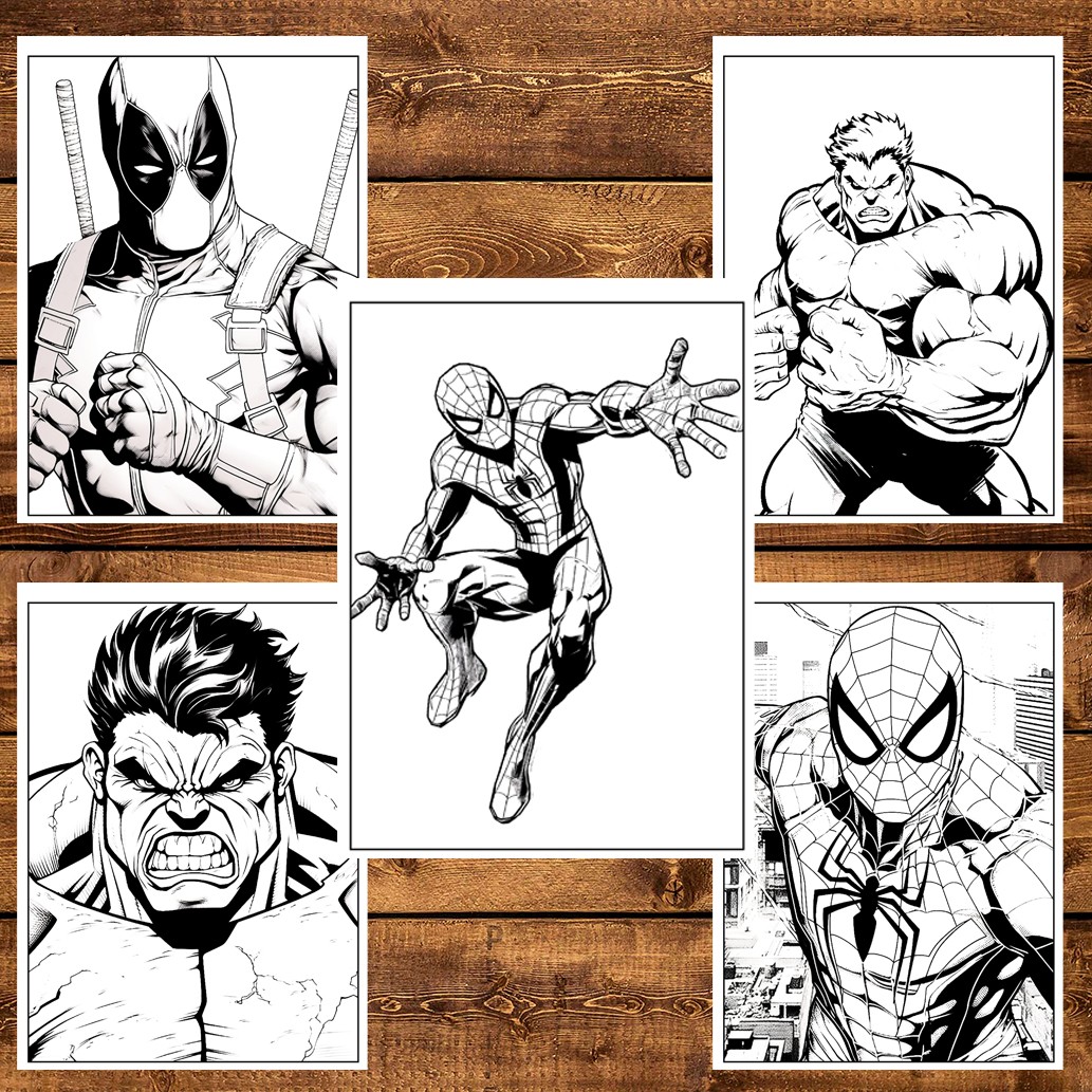 Carte de colorat, 50 de ilustratii, Supereroi, 106 pagini - eMAG.ro