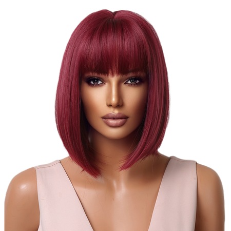 Peruca roscata, model bob lung cu breton - eMAG.ro