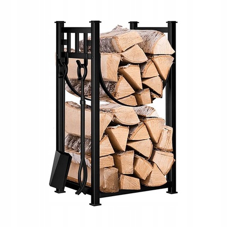 Set suport lemne semineu, 2 nivele, cu 4 accesorii, Muvu, otel - eMAG.ro