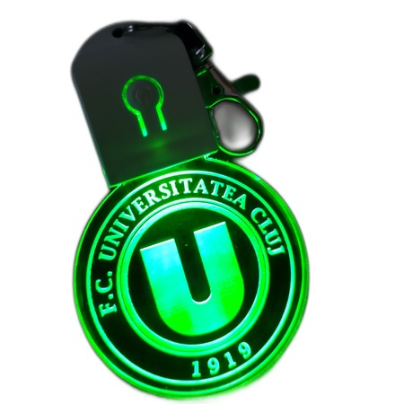 Breloc cu LED din acril Universitatea Cluj FC, fotbal, cu baterie ...
