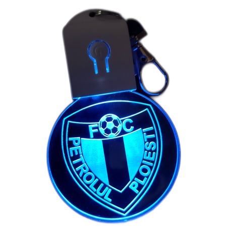 Breloc cu LED din acril Petrolul Ploiesti, fotbal, cu baterie, rotund ...