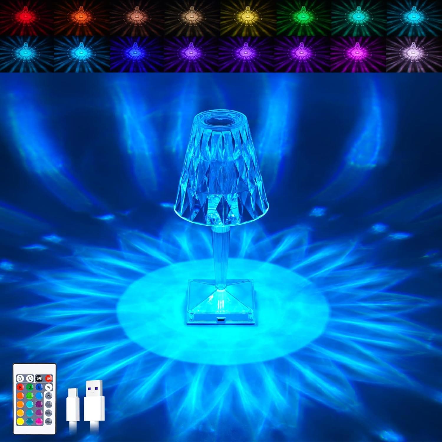 Lampa ambientala Cristal LED, oein®, RGB 16 culori, control Touch ...