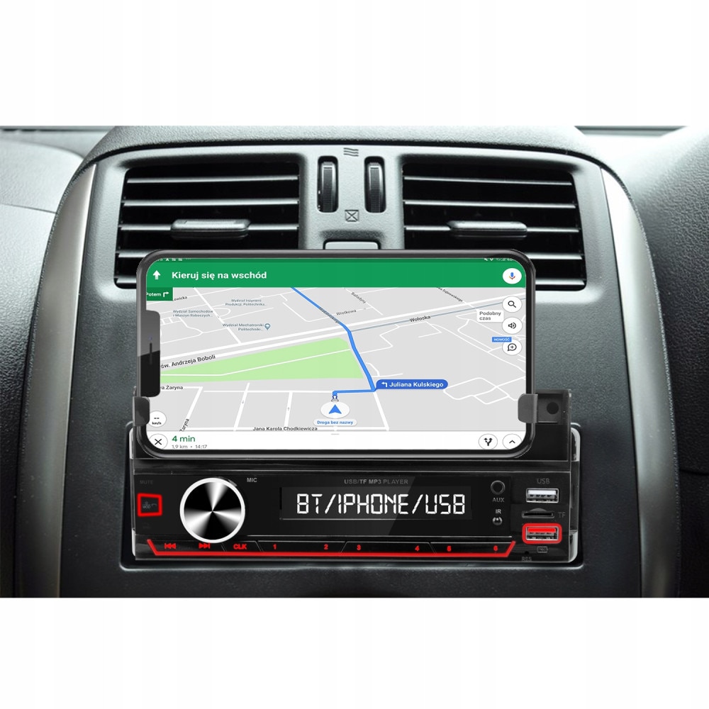 Player auto cu suport telefon, telecomanda pe volan, bluetooth, radio ...