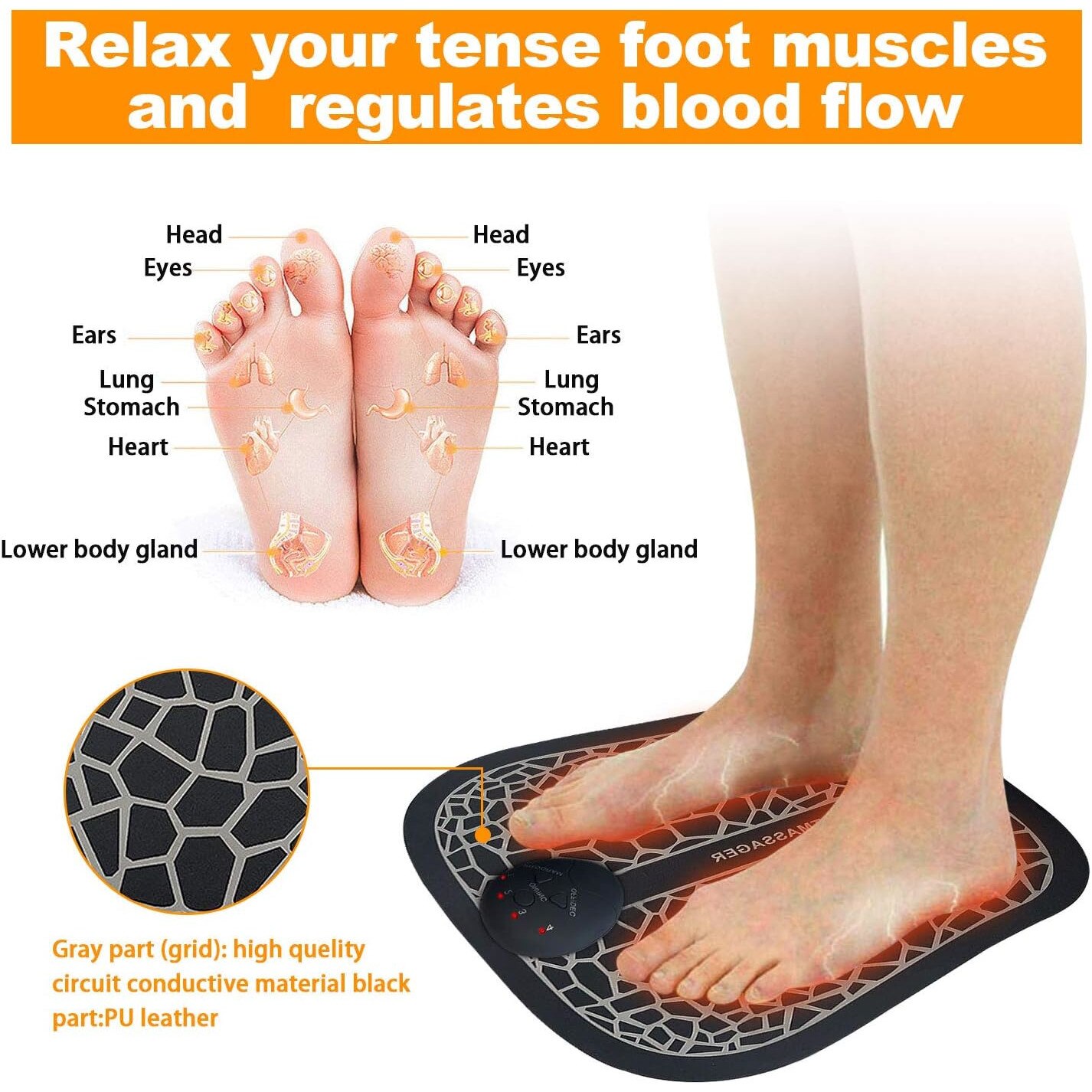 Aparat masaj, EMS, Talpi/picioare, Negru - eMAG.ro