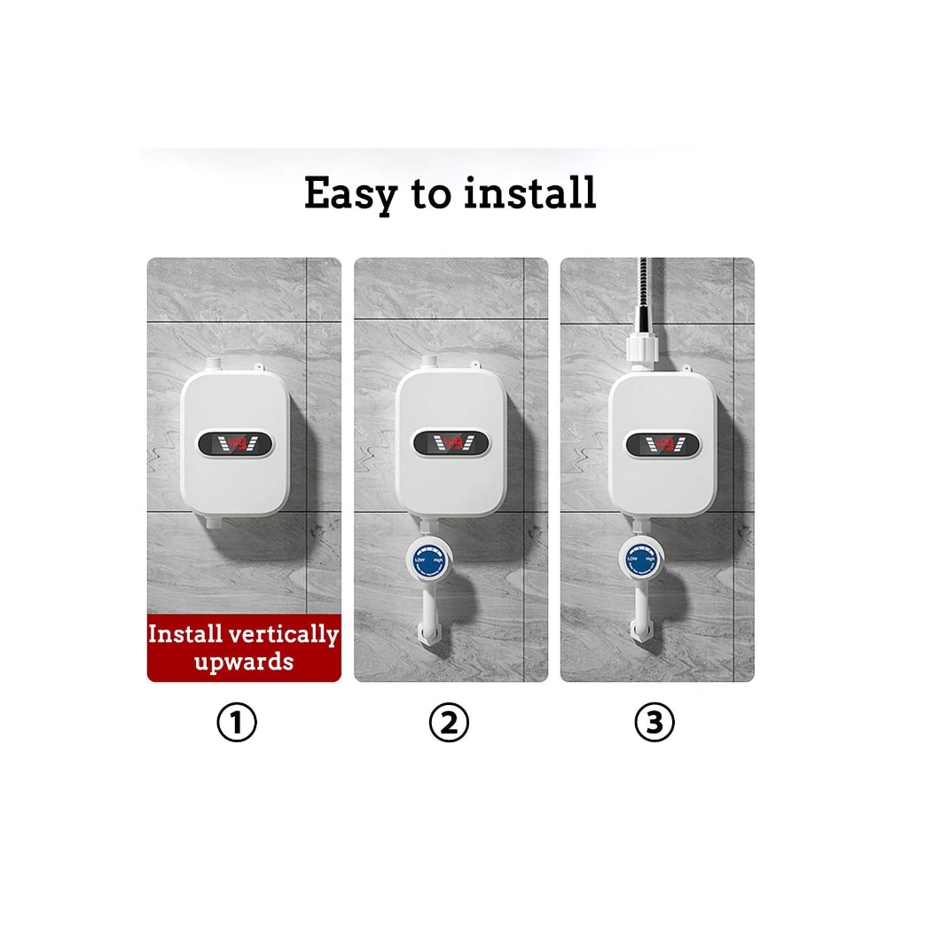 Mini boiler electric, cu dus, afisaj LCD, putere 3500 W, alimentare 220 ...