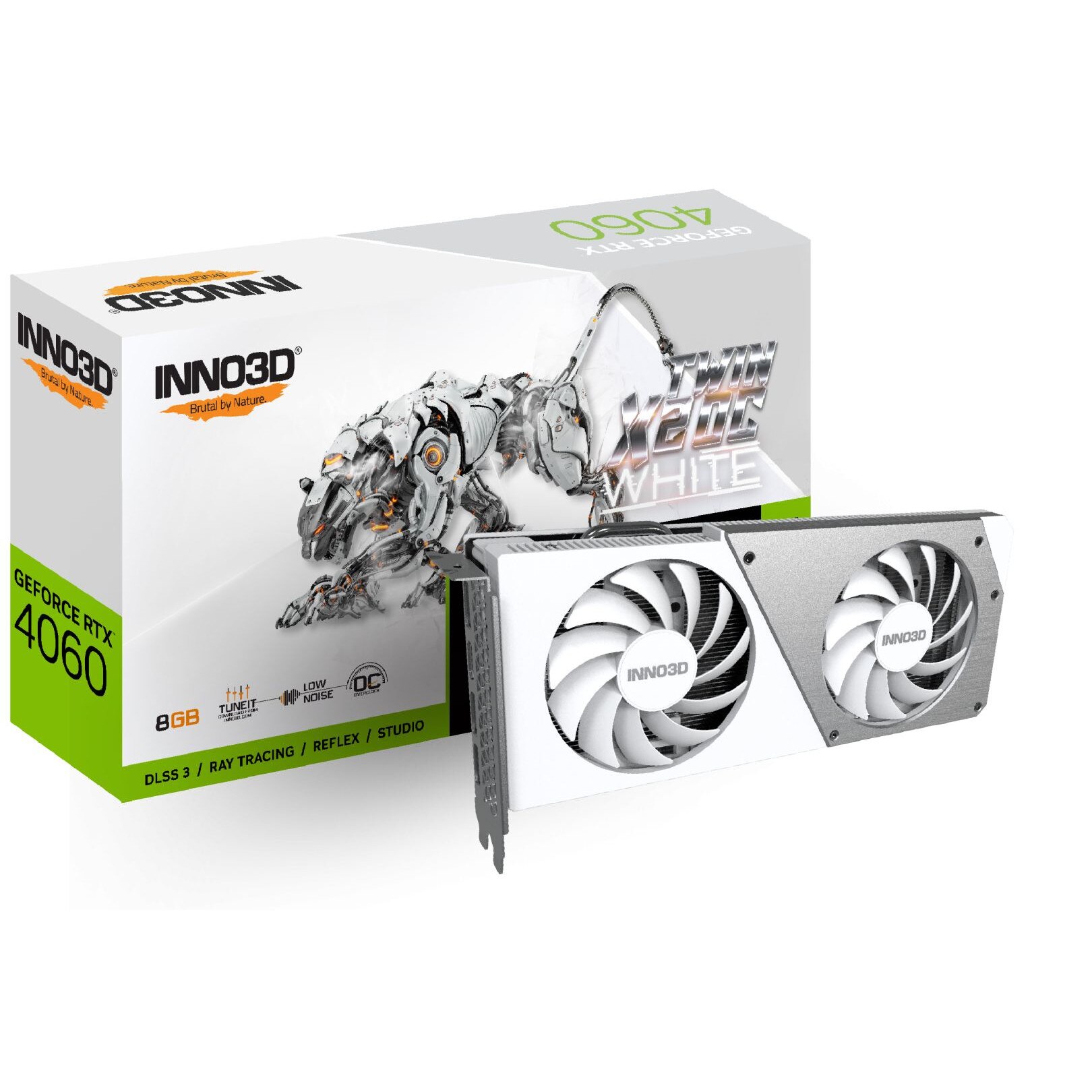 Видеокарта Twin, Inno3D, NVIDIA GeForce RTX4060, 8G, Бяла - eMAG.bg