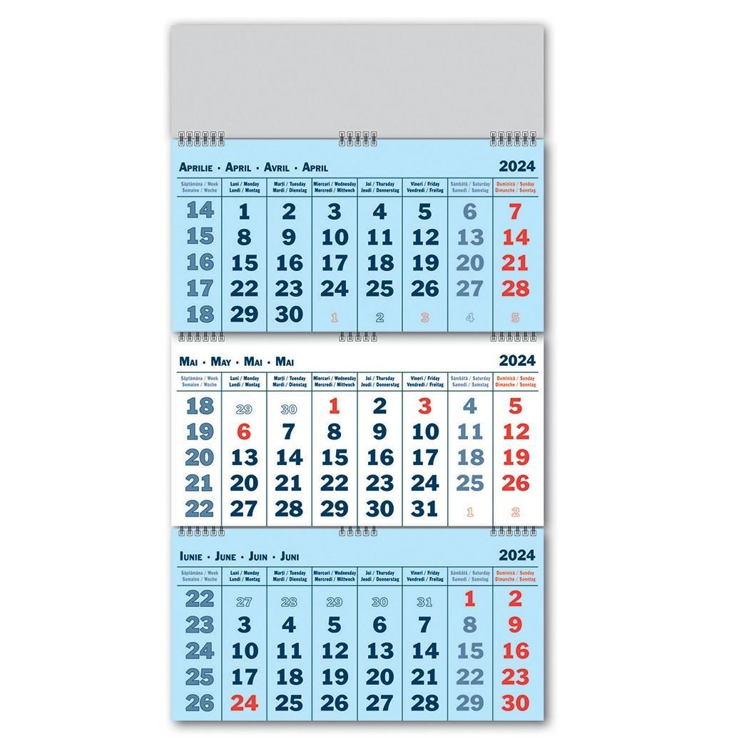 Calendar triptic de perete 2024 cu 3 module, 40 x 60 cm, 3x12 file ...