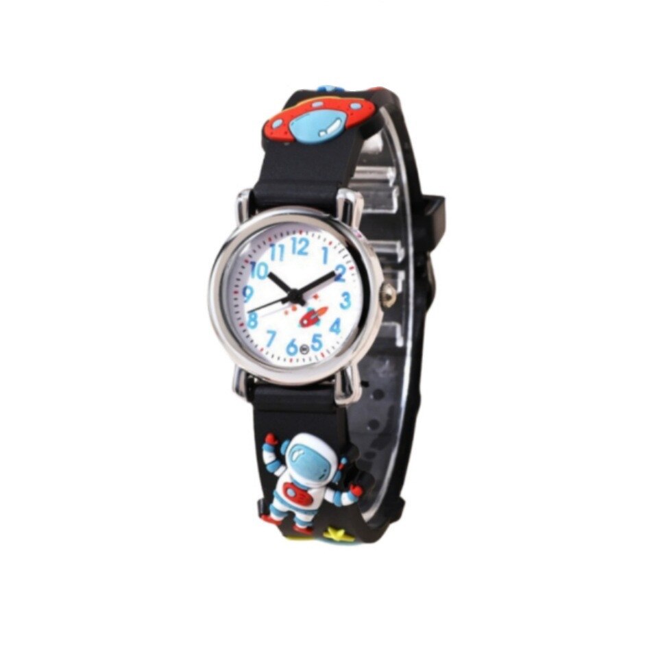 Ceas de copii Astronaut cu cadran alb si curea neagra din silicon cu ...