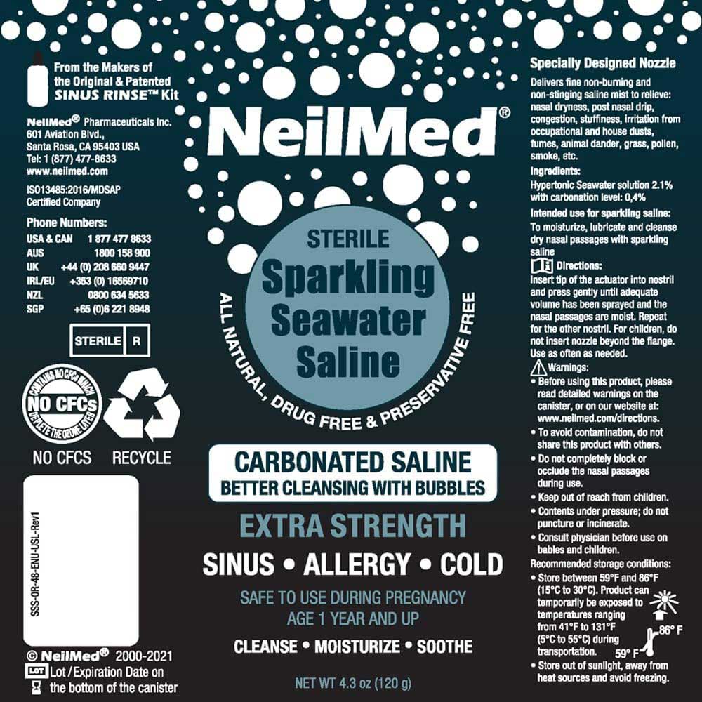 Spray Nazal, NeilMed, Hipertonic, cu Apa de Mare Carbogazoasa, Curata ...