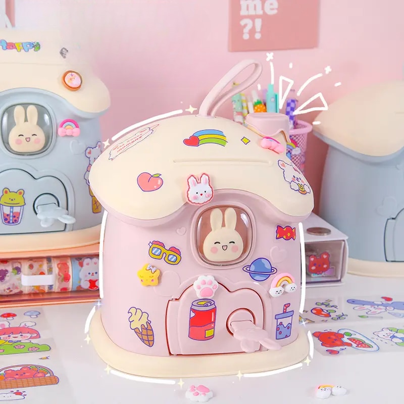 Pusculita pentru Copii cu Cheie, Stickere de Personalizare Incluse ...