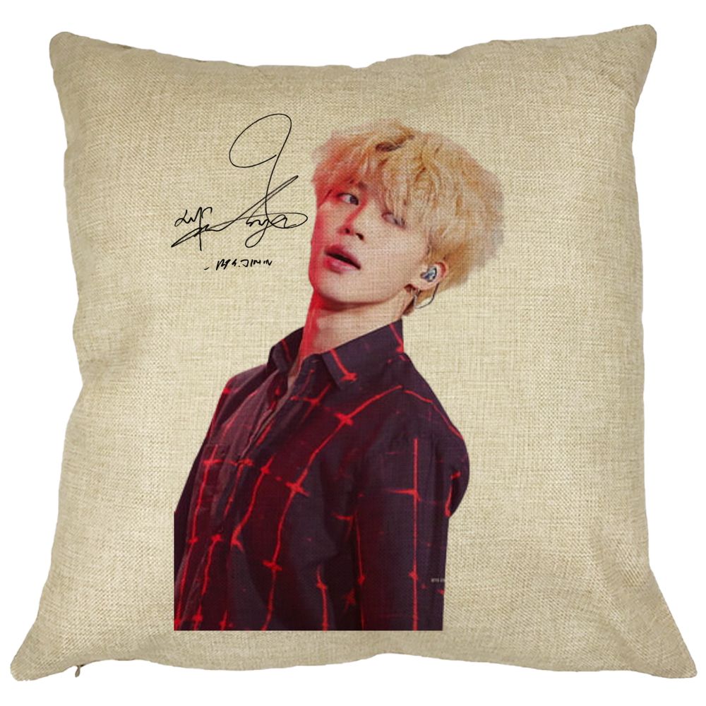 Декоративна възглавница BTS Jimin 2, 40x40 см, сваляща се калъфка ...