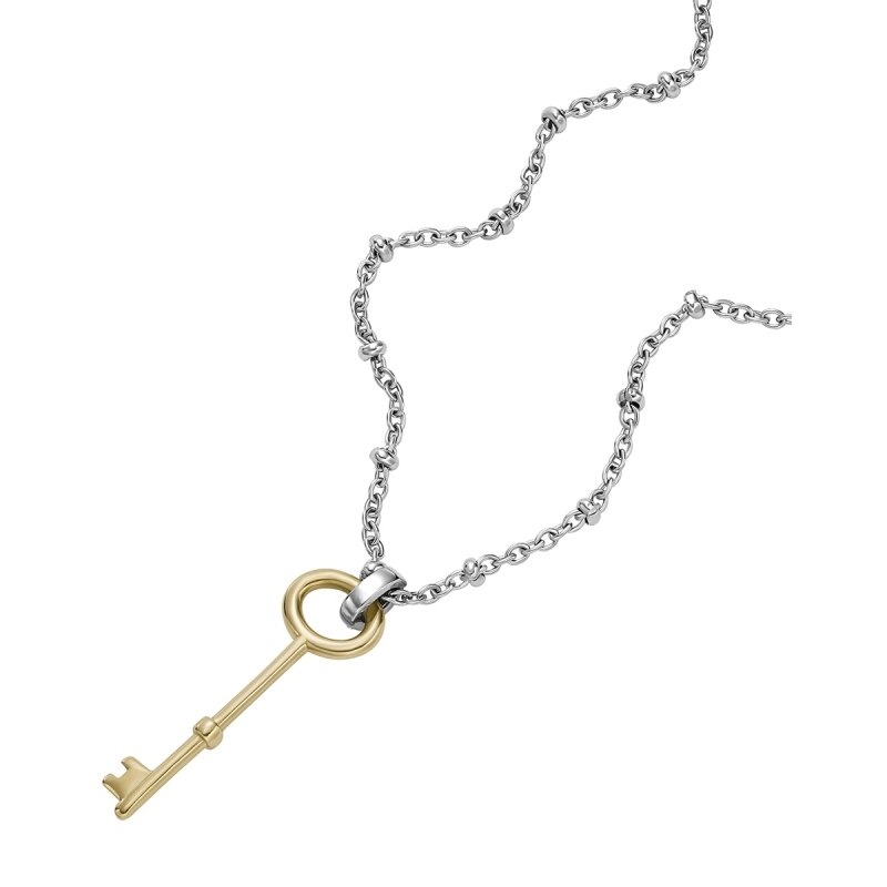 Colier Fossil Archival key slider JOF00850998, Argintiu, Auriu - eMAG.ro