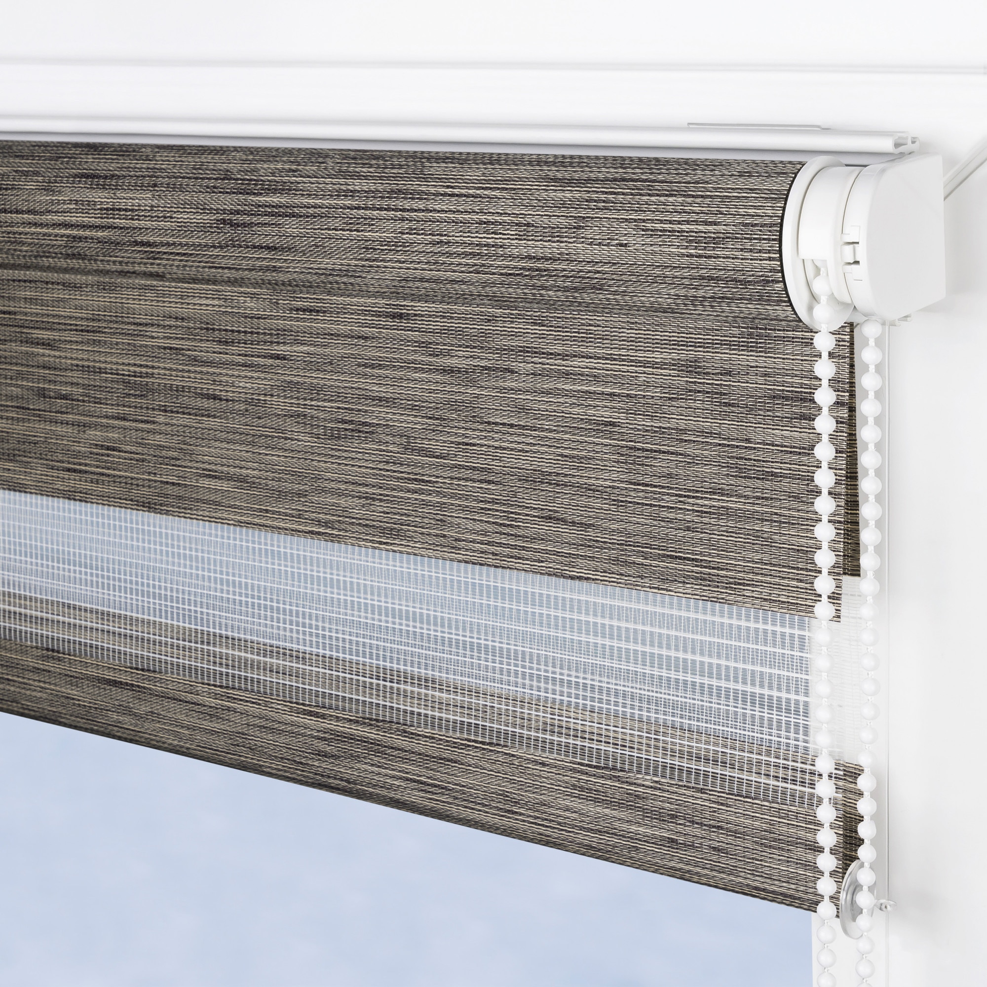 Roleta textila, Natural, instalare non-invaziva, rulou Zi si Noapte ...