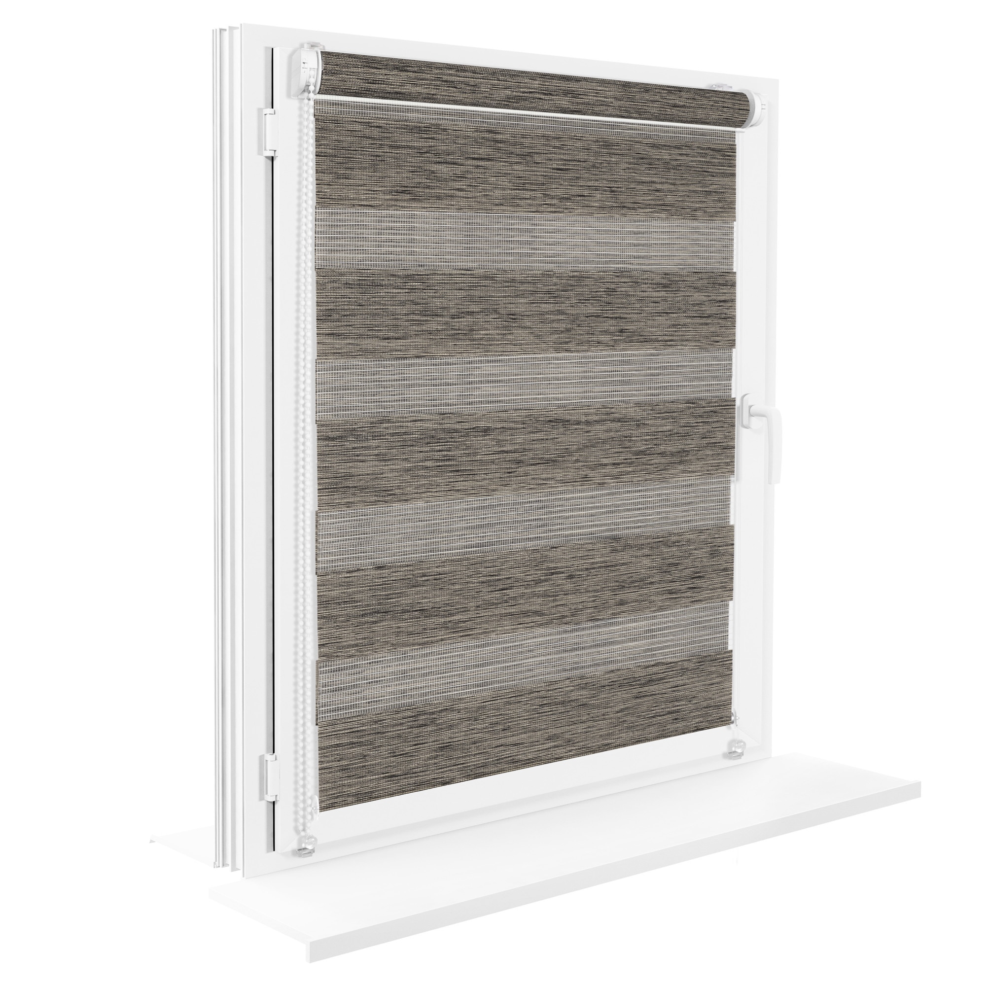 Roleta textila, Natural, instalare non-invaziva, rulou Zi si Noapte ...