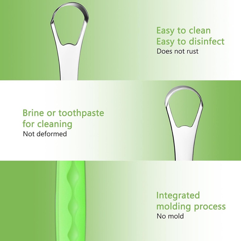 Perie curatare limba, BOMSTOM, Inox, Verde - eMAG.ro