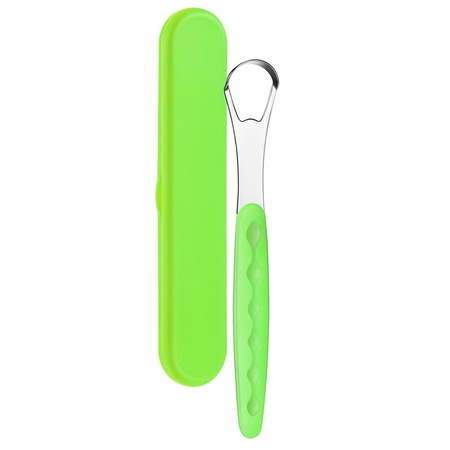 Perie curatare limba, BOMSTOM, Inox, Verde - eMAG.ro