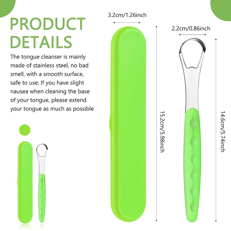 Perie curatare limba, BOMSTOM, Inox, Verde - eMAG.ro