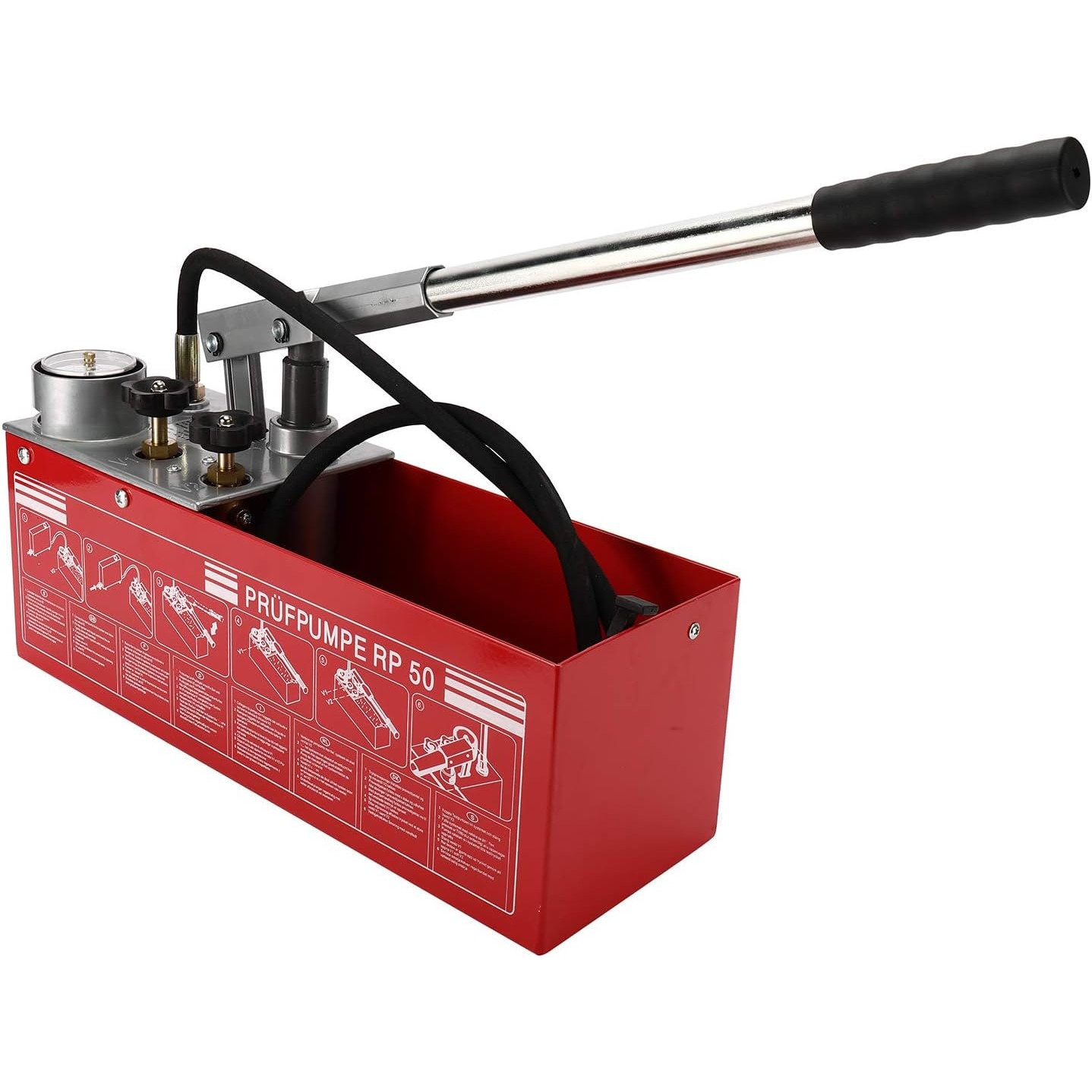 Pompa de testare, 12L, 25bar, manuala, hidraulica, aluminiu, rosu - eMAG.ro