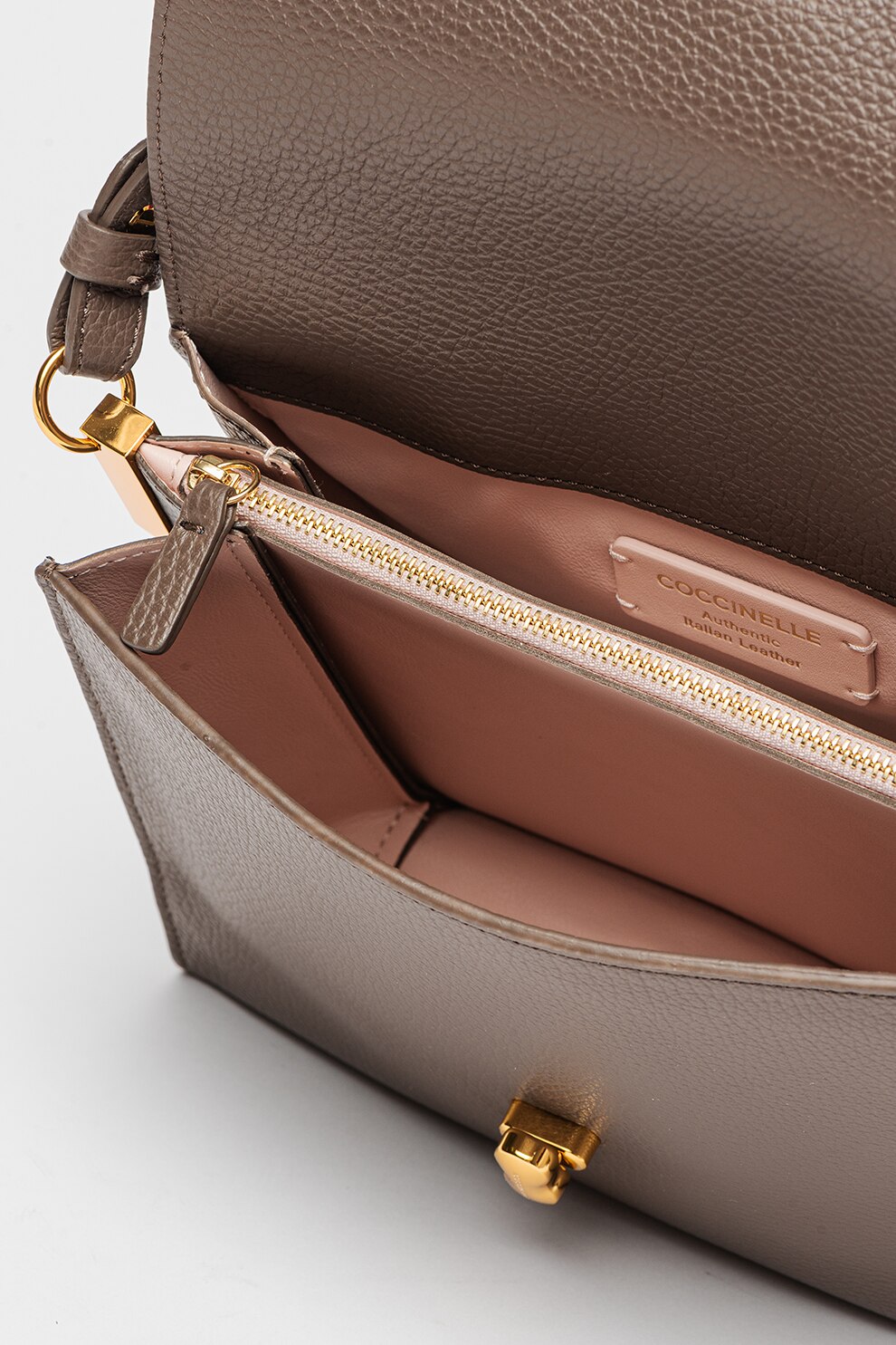 COCCINELLE, Geanta din piele cu manere Binxie, Maro fango - eMAG.ro