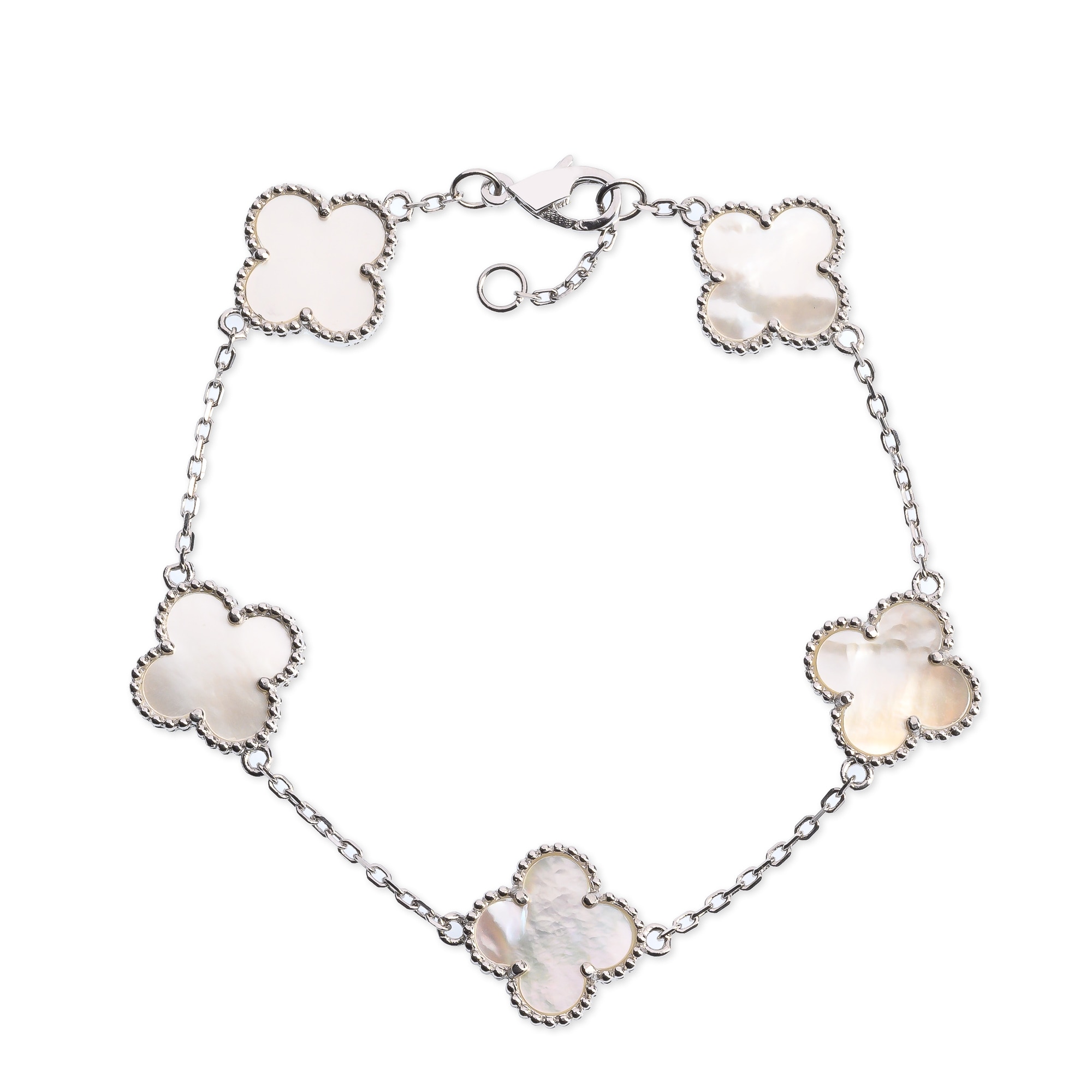 Set Bratara, Colier si Cercei Lucky cu Trifoi, Alb cu Argintiu - eMAG.ro