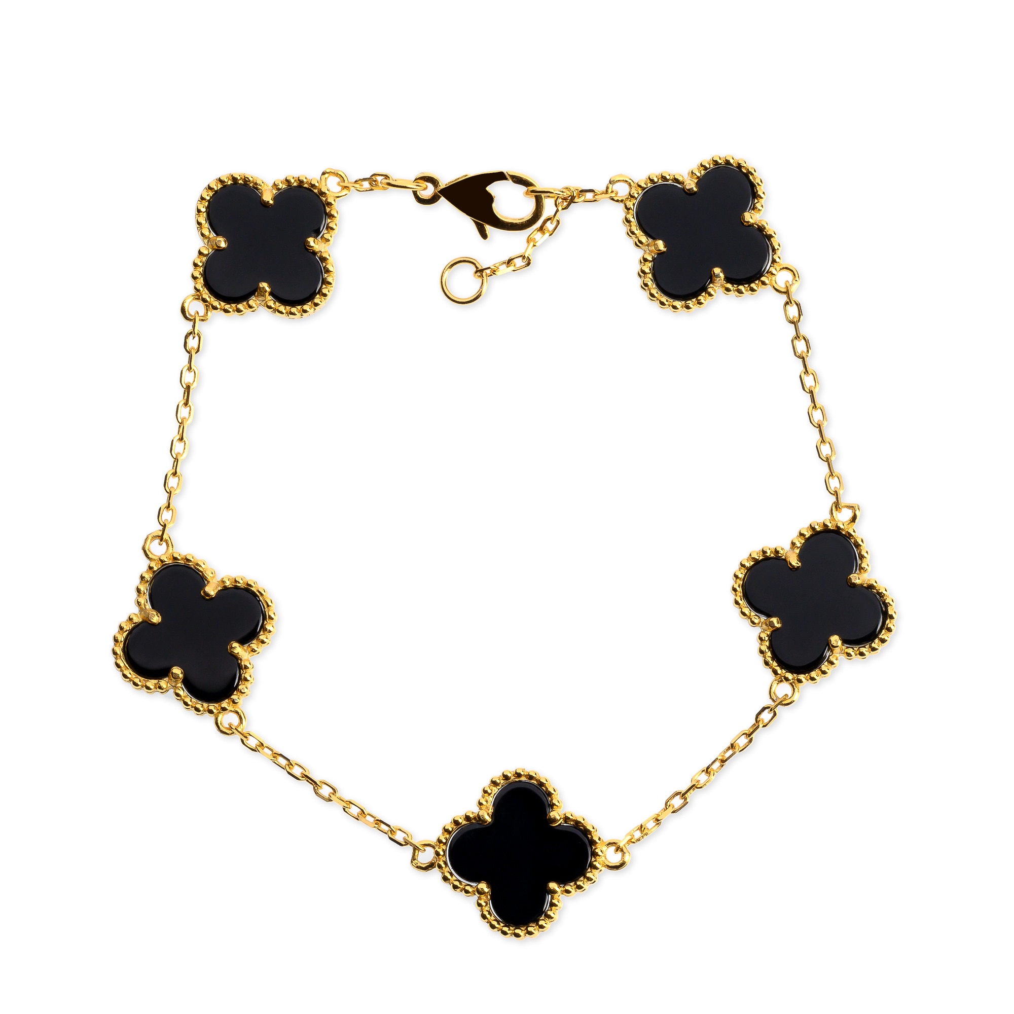 Set Bratara, Colier si Cercei Lucky cu Trifoi, Negru cu Auriu - eMAG.ro