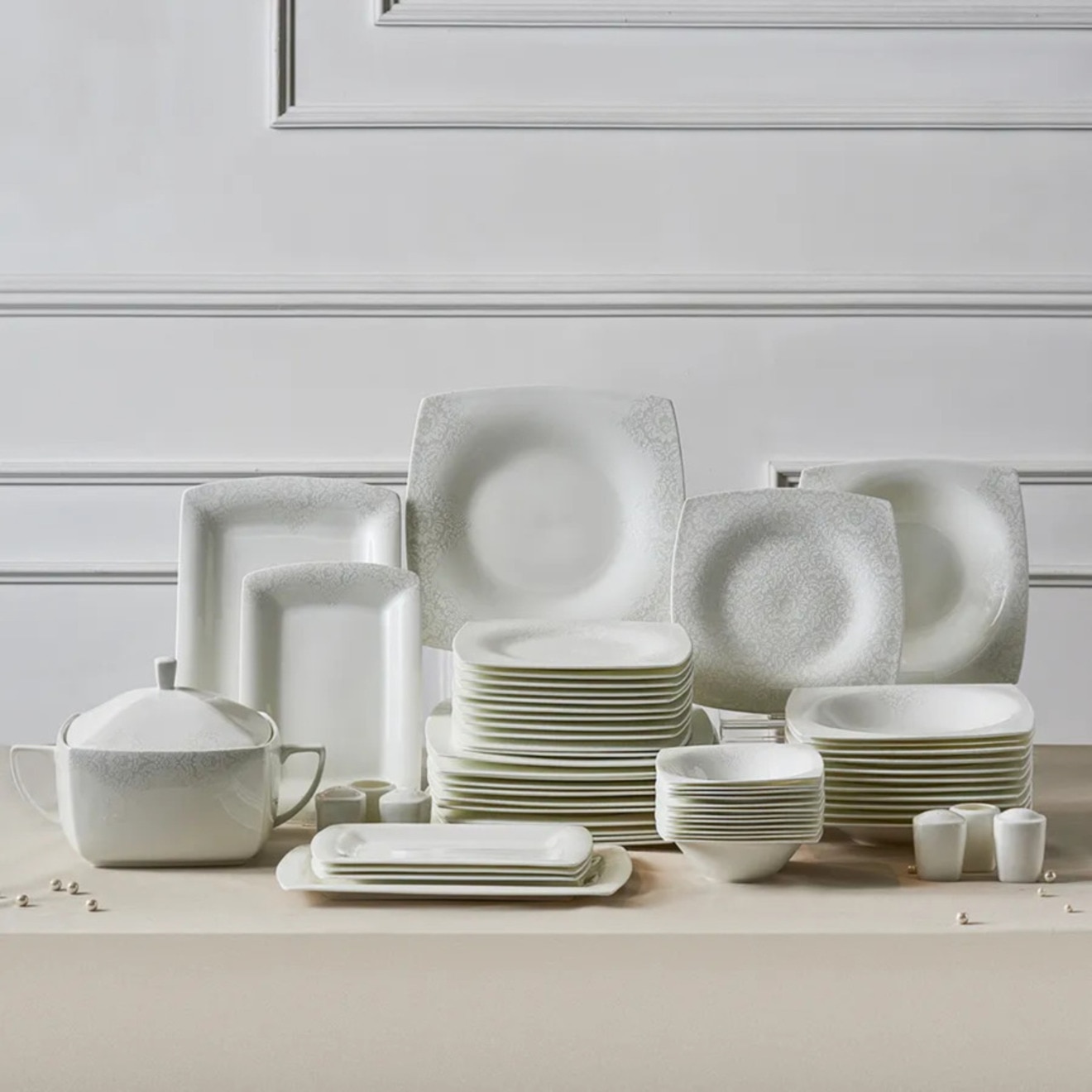 Set de vesela pentru 12 persoane Fine Pearl Helen, Karaca, Portelan Alb ...