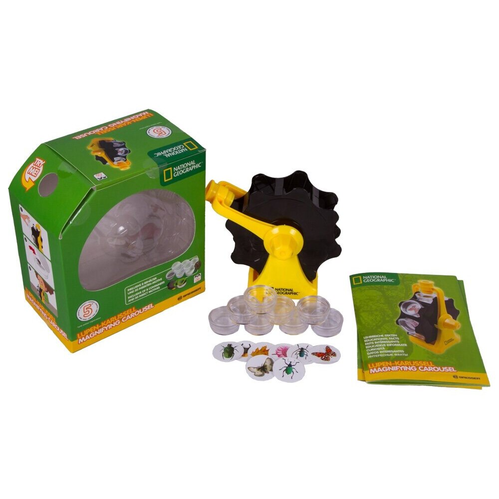 Lupa carusel pentru copii, Bresser, Plastic, National Geographic, Negru ...